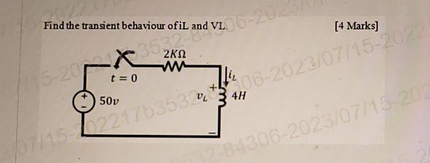 Solved Find the transient behaviour of iL and VL. | Chegg.com