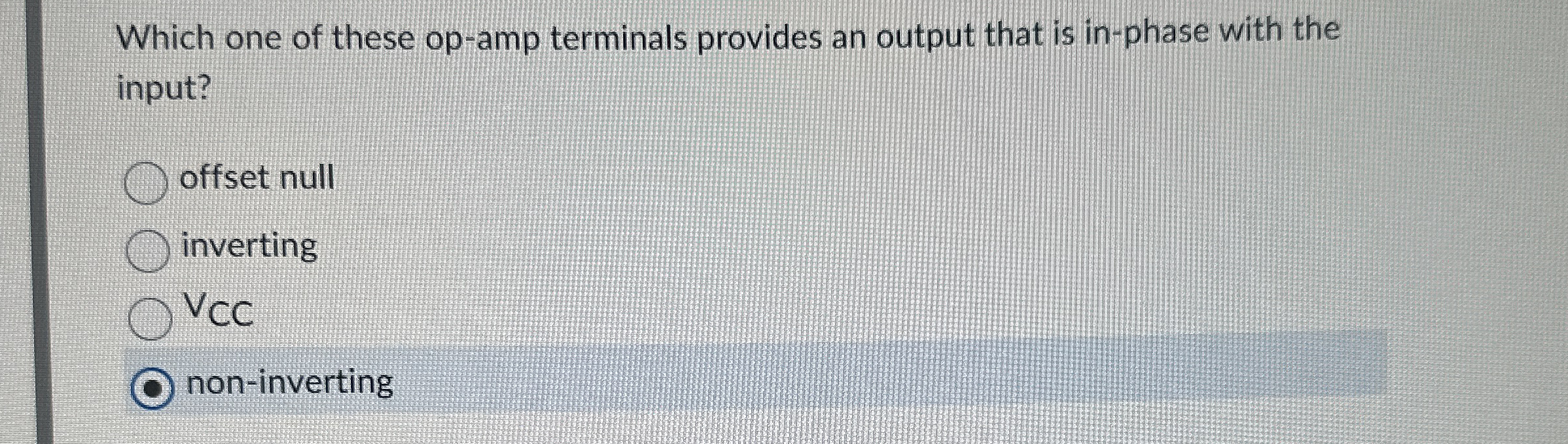 Solved Which one of these op-amp terminals provides an | Chegg.com