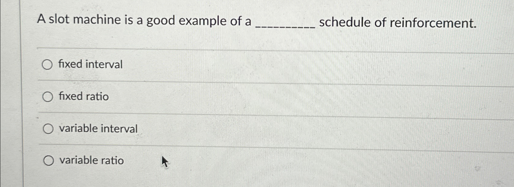 Solved A slot machine is a good example of a schedule of | Chegg.com