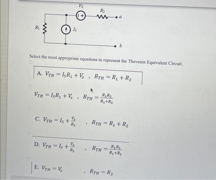 Solved Select the most appropriate equations to represent | Chegg.com