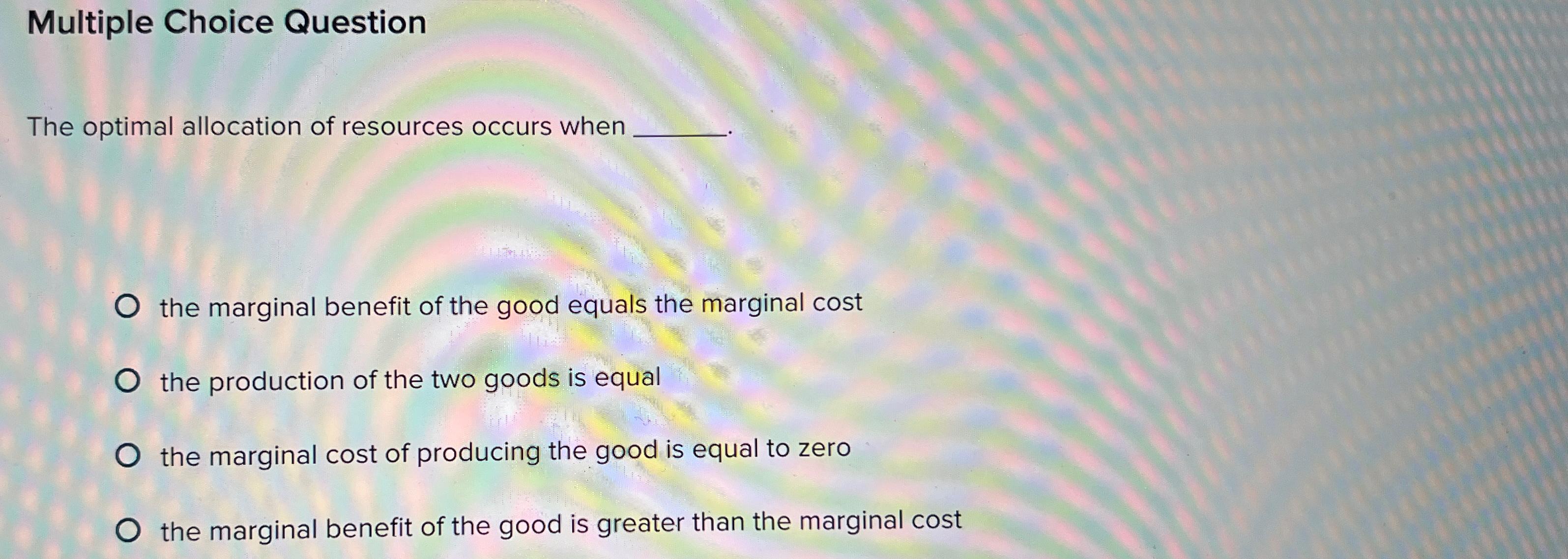 Solved Multiple Choice QuestionThe optimal allocation of | Chegg.com