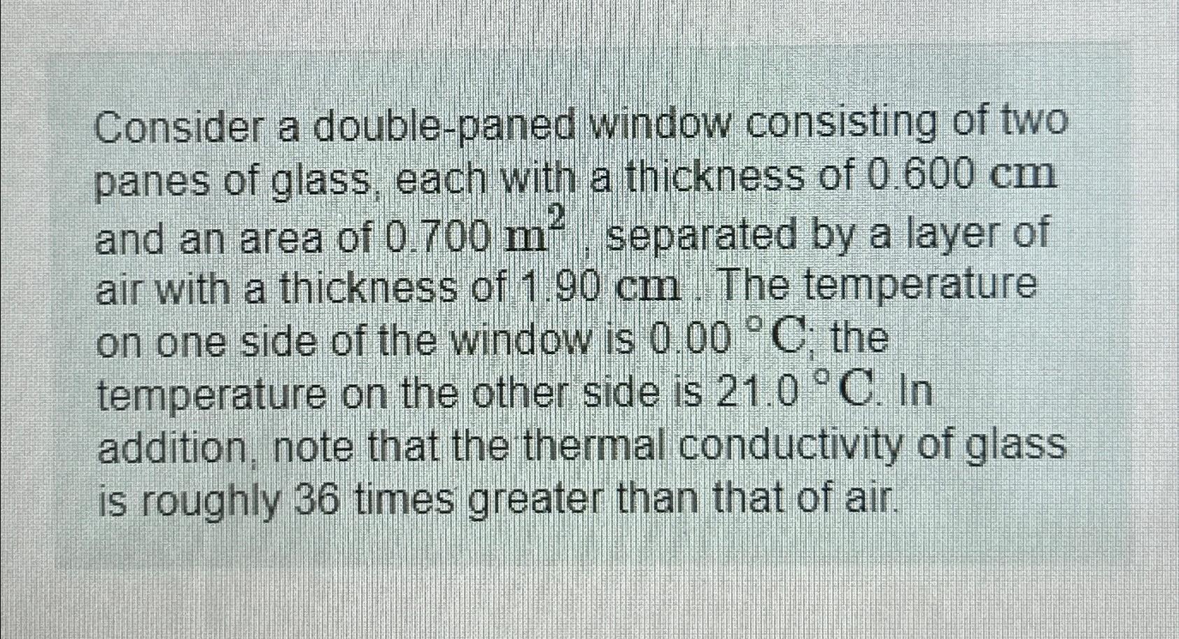 Solved Consider a double-paned window consisting of two | Chegg.com