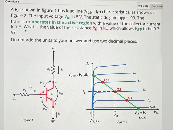 Solved Question 11 10 points Save Answer A BJT shown in | Chegg.com