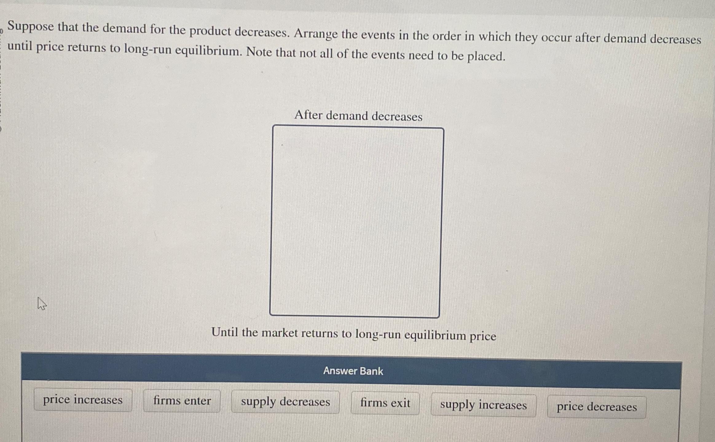 Solved Suppose that the demand for the product decreases. | Chegg.com