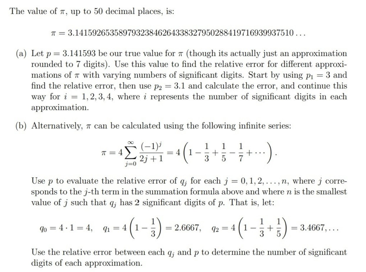 Solved The value of π, ﻿up to 50 ﻿decimal places, | Chegg.com