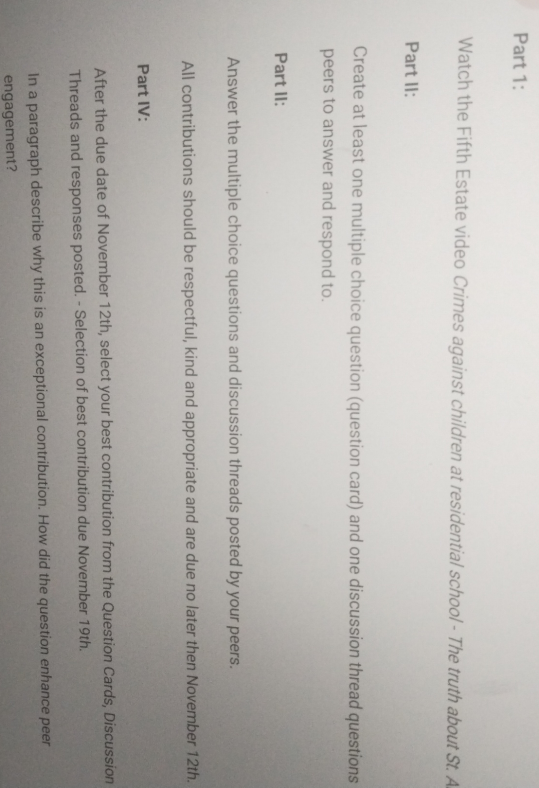 Solved Part 1:\\nWatch the Fifth Estate video Crimes against | Chegg.com