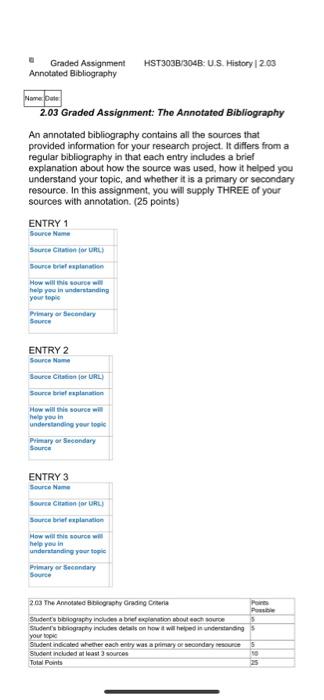 Graded Assignment Annotated Bibliography | Chegg.com