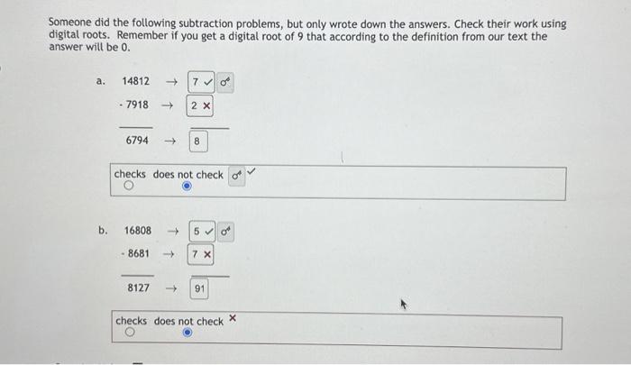 Solved Someone did the following subtraction problems, but | Chegg.com