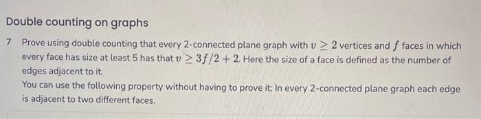 Solved Double counting on graphs 7 Prove using double | Chegg.com