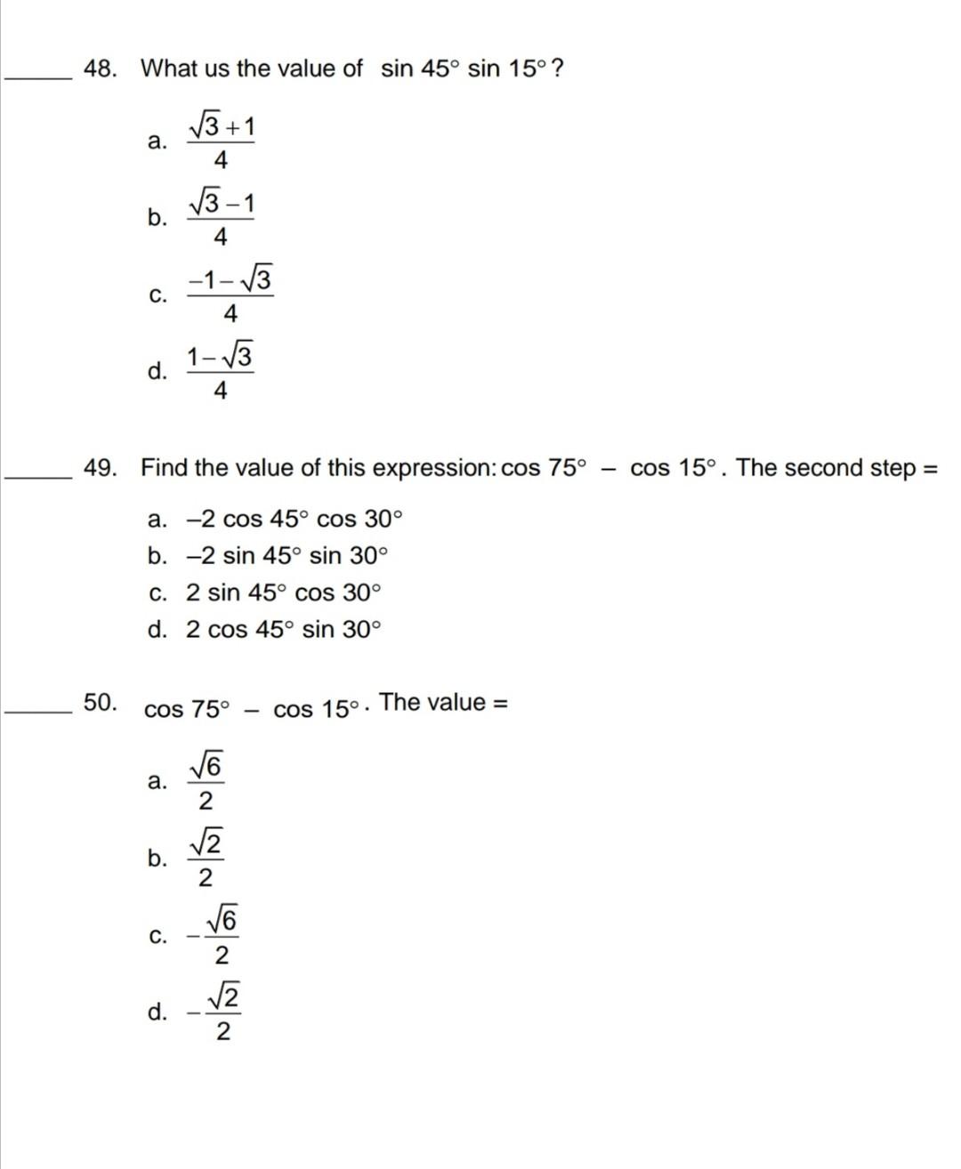 Solved 46. Express this algebraic sum as a product: | Chegg.com