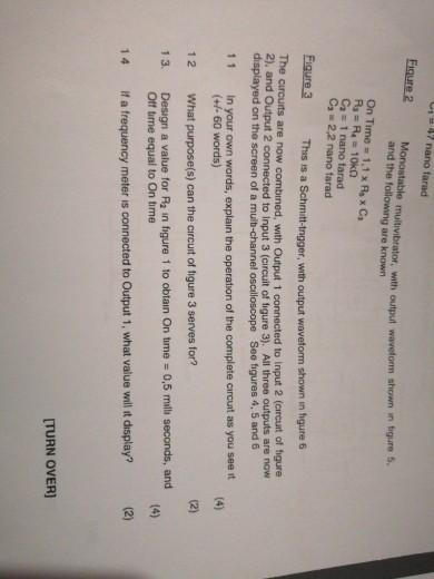 47 nanofarad Figure 2 Monostable multivibrator, with | Chegg.com