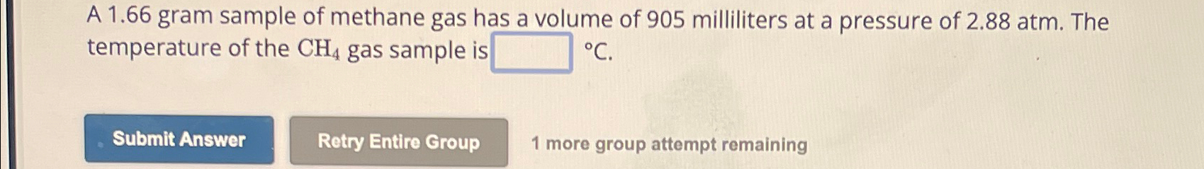 Solved A 1.66 ﻿gram sample of methane gas has a volume of | Chegg.com