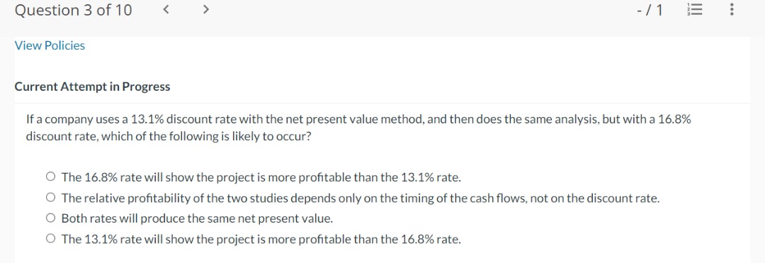 Solved Current Attempt in ProgressIf a company uses a 13.1% | Chegg.com