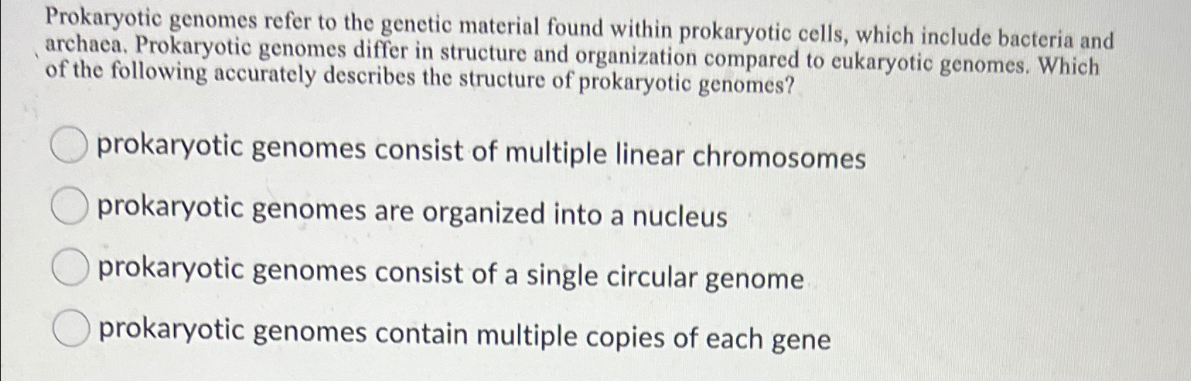 Solved Prokaryotic genomes refer to the genetic material | Chegg.com