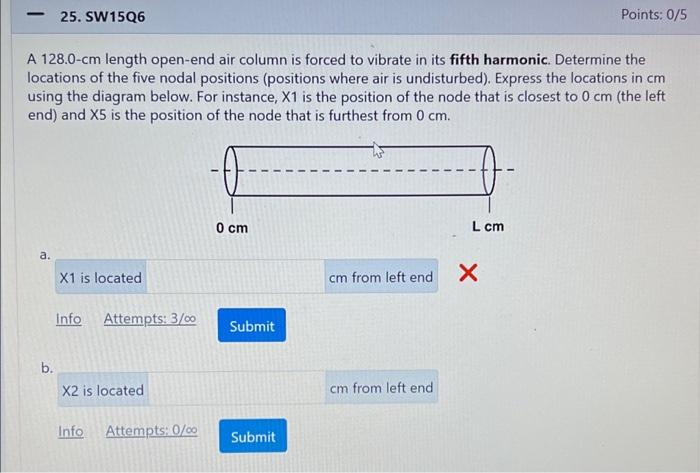 Solved A 128.0−cm length open-end air column is forced to | Chegg.com