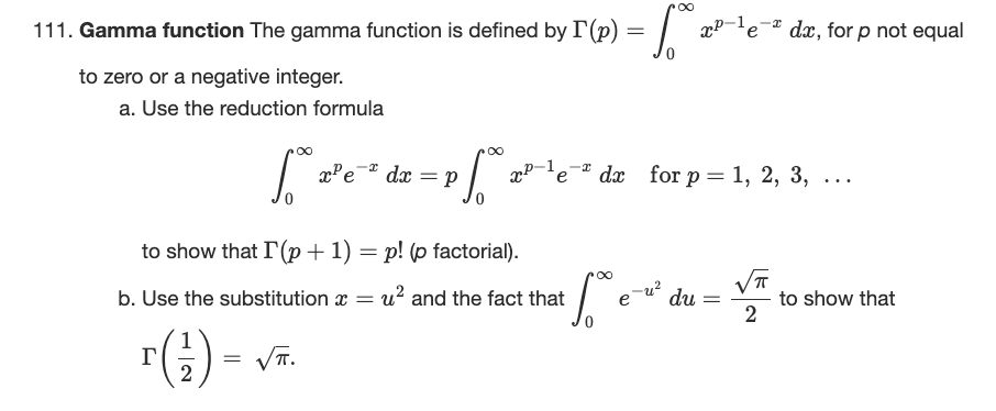 Solved Gamma function The gamma function is defined by | Chegg.com