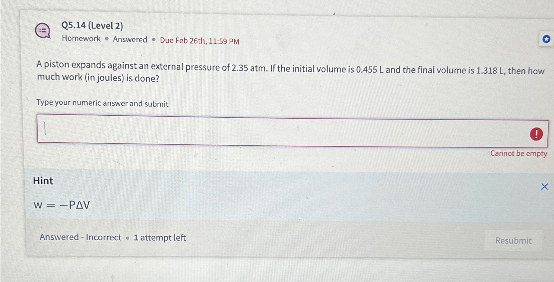 Solved Q5.14 (Level 2)Homework - Answered * Due Feb | Chegg.com Solved Q5.14 (Level 2)Homework - Answered * Due Feb | Chegg.com