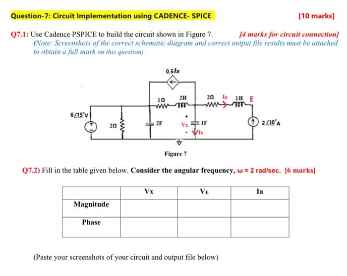 Solved Question-7: Circuit Implementation using CADENCE- | Chegg.com