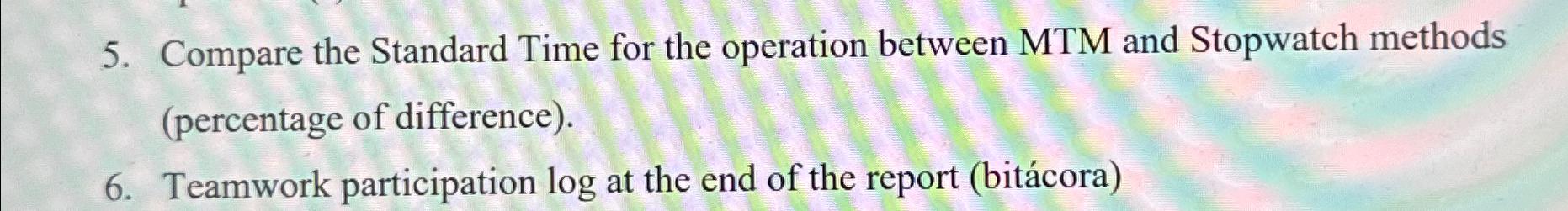 Solved Compare the Standard Time for the operation between | Chegg.com