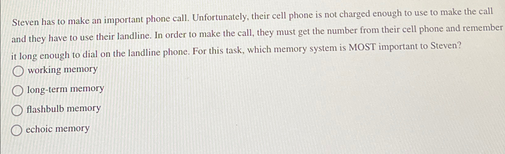 Solved Steven has to make an important phone call. | Chegg.com