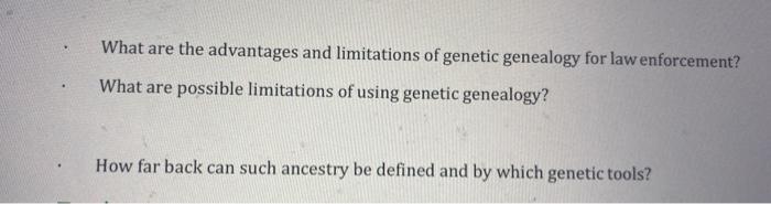 Solved What are the advantages and limitations of genetic | Chegg.com