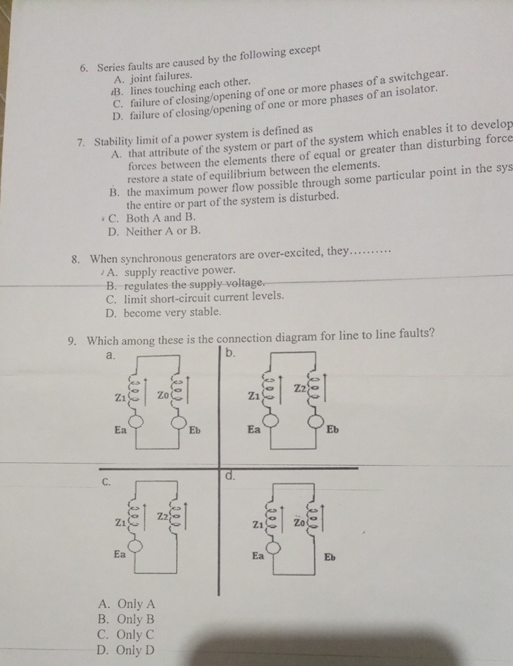 Solved Series faults are caused by the following exceptA. | Chegg.com