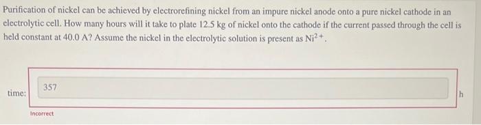 Solved Purification of nickel can be achieved by | Chegg.com