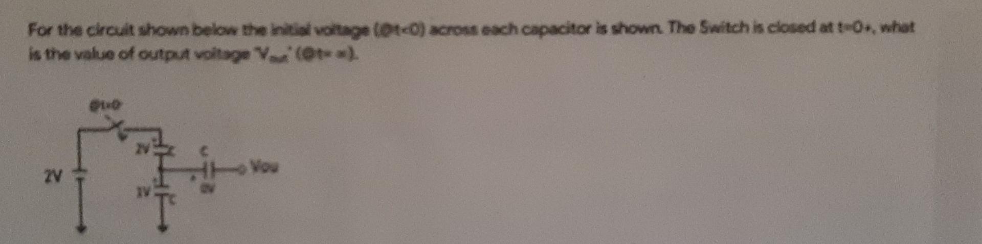 Solved For the circuit shown below the initial voltage | Chegg.com