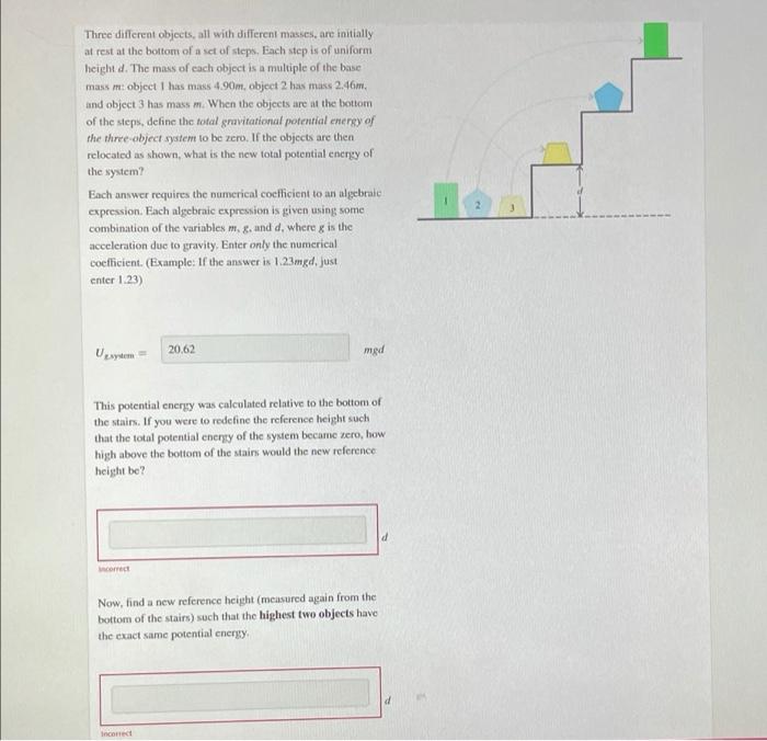 Solved Three different objects, all with different masses, | Chegg.com
