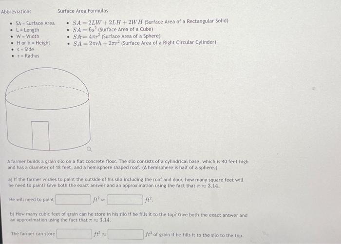 Solved - SA= Surface Area −SA=2LW+2LH+2WH (Surface Area of a | Chegg.com
