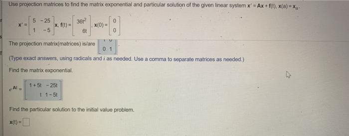 Solved Use projection matrices to find the matrix | Chegg.com