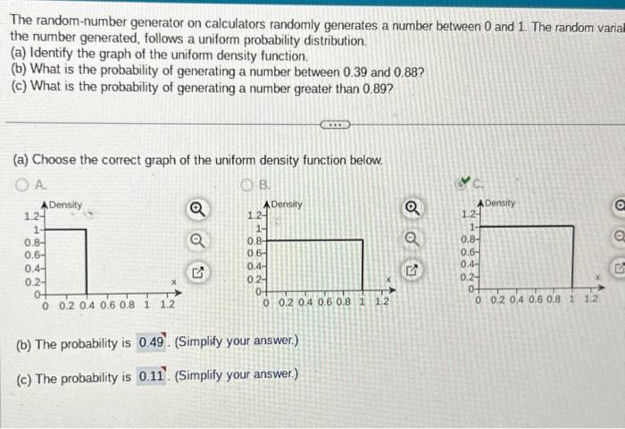 Solved The random-number generator on calculators randomly | Chegg.com