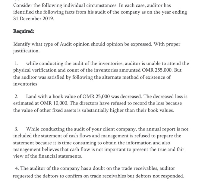 Solved Consider the following individual circumstances. In | Chegg.com