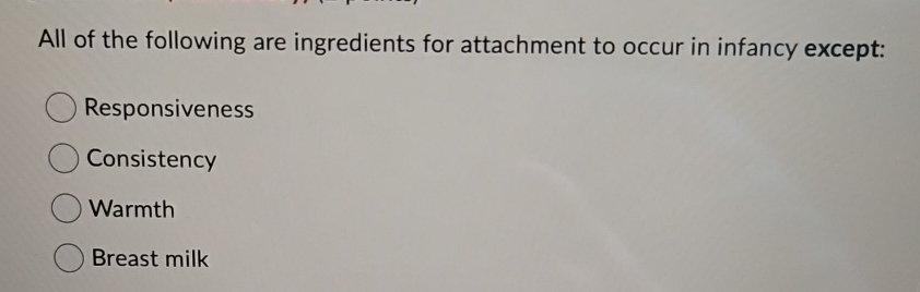 Solved All of the following are ingredients for attachment | Chegg.com