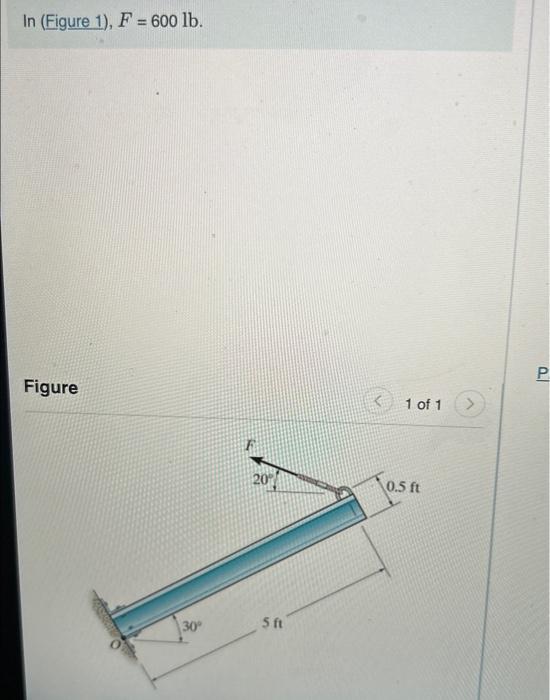 Solved In (Figure 1), F=600lb.Determine the moment of the | Chegg.com