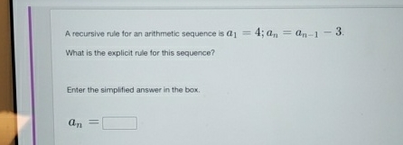 Solved A recursive rule for an arithmetic sequence is | Chegg.com