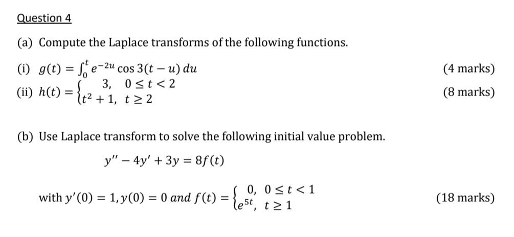 Solved (a) Compute the Laplace transforms of the following | Chegg.com