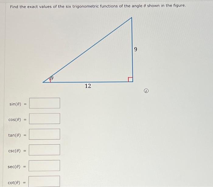 Solved Find the exact values of the six trigonometric | Chegg.com