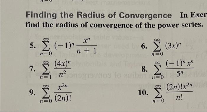 Solved Finding the Radius of Convergence In Exen find the | Chegg.com