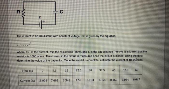 R} C E The current in an RC-Circuit with constant | Chegg.com