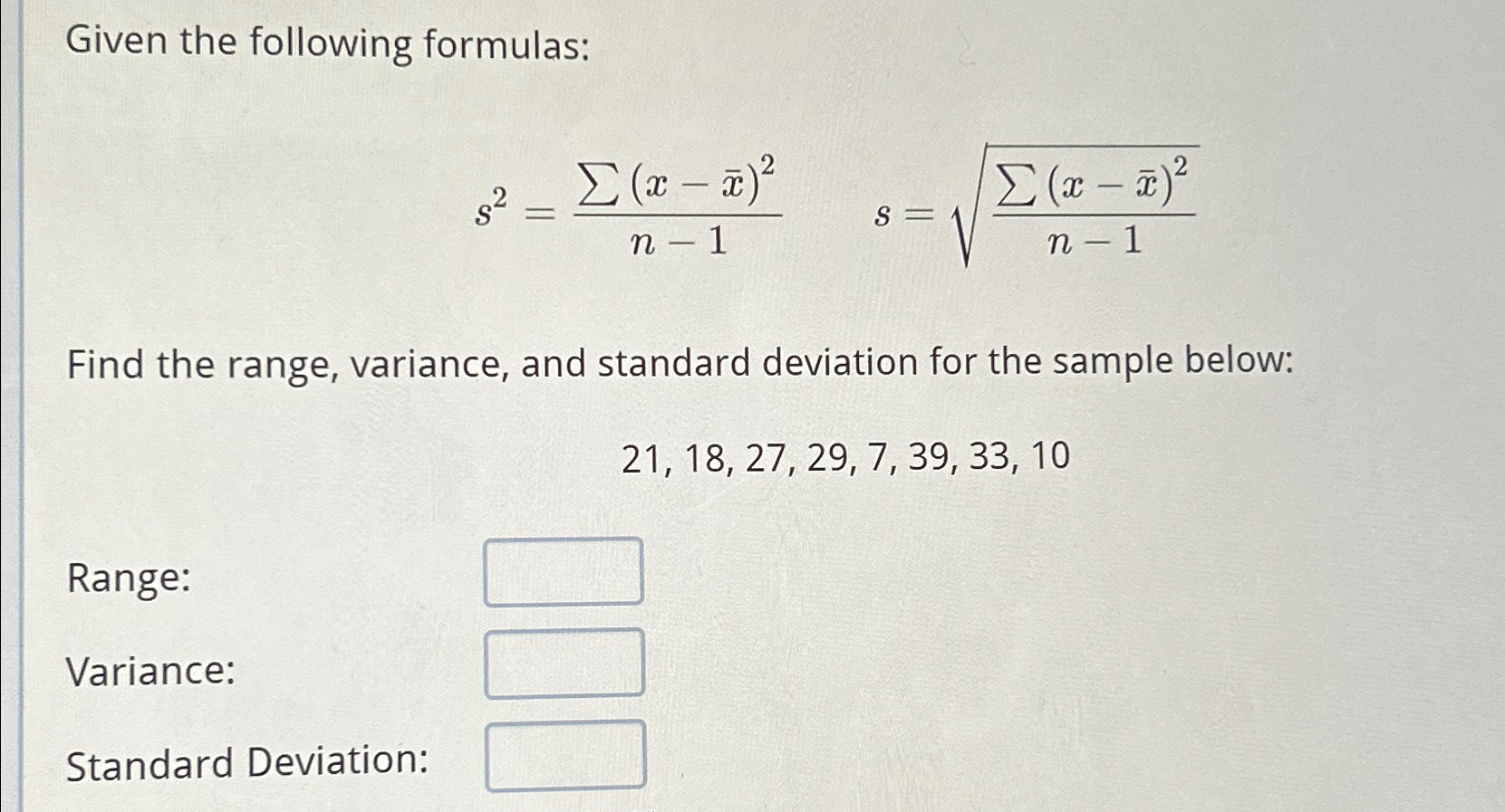 Solved Given the following | Chegg.com