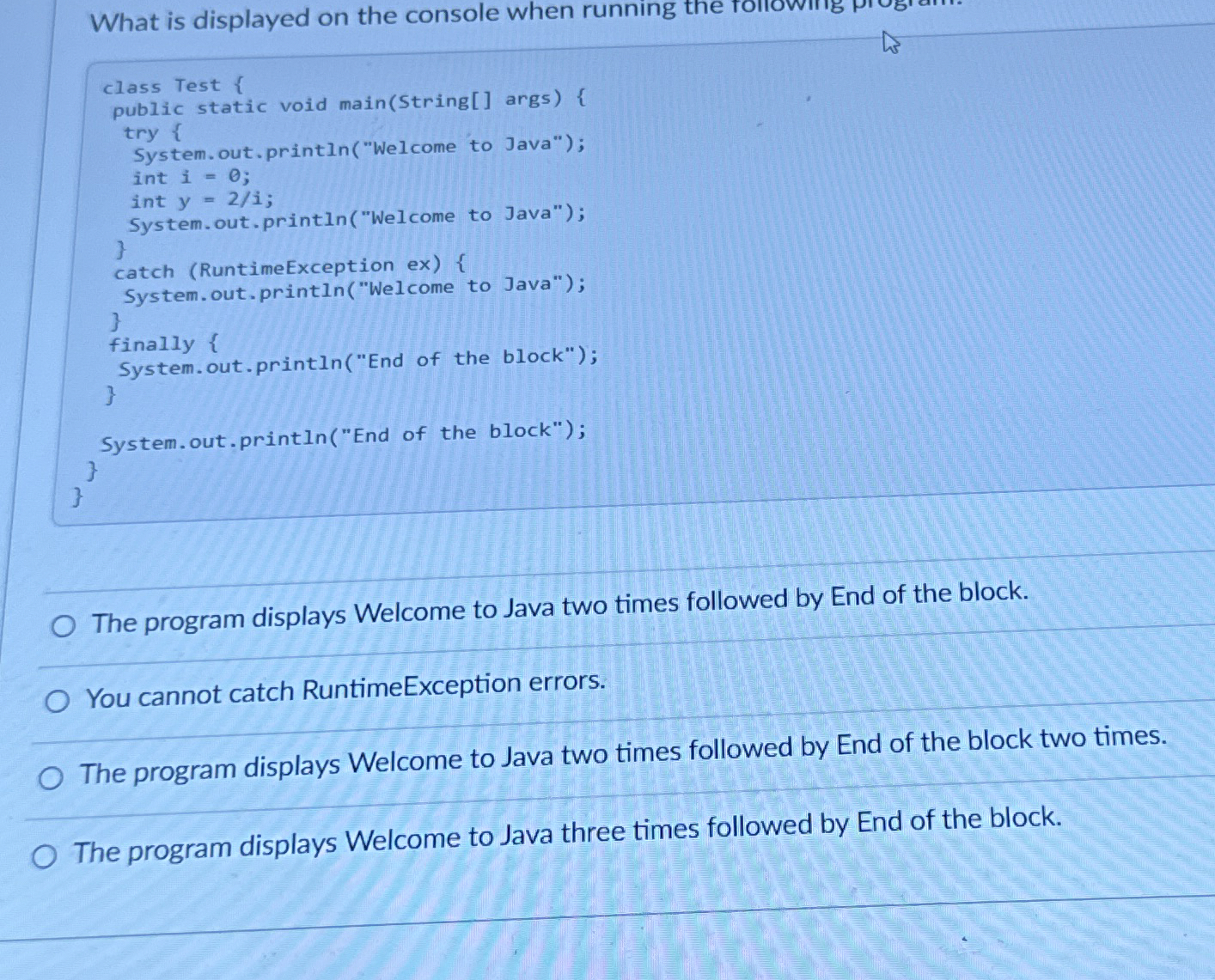 Solved What is displayed on the console when running the | Chegg.com