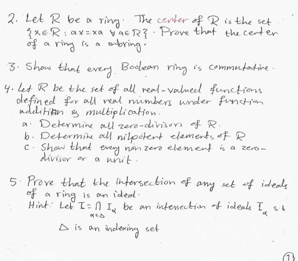 Solved 2. Let R be a ring. The center of R is the set {XER: | Chegg.com Solved 2. Let R be a ring. The center of R is the set {XER: | Chegg.com