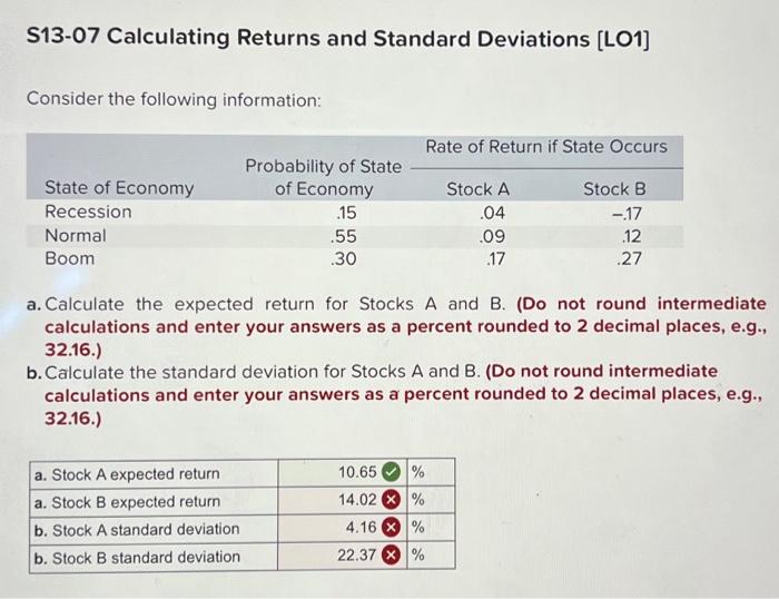 Solved S13-07 Calculating Returns and Standard Deviations | Chegg.com