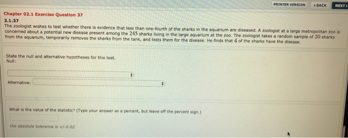 Solved PRINTER VERSION BACK NEXT Chapter 02.1 Exercise | Chegg.com