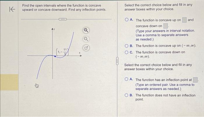 Solved Find the open intervals where the function is concave | Chegg.com