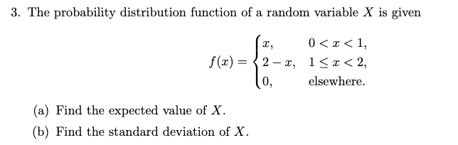 Solved The probability distribution function of a random | Chegg.com