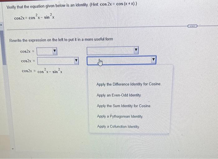 Solved Verify that the equation given below is an identity. | Chegg.com