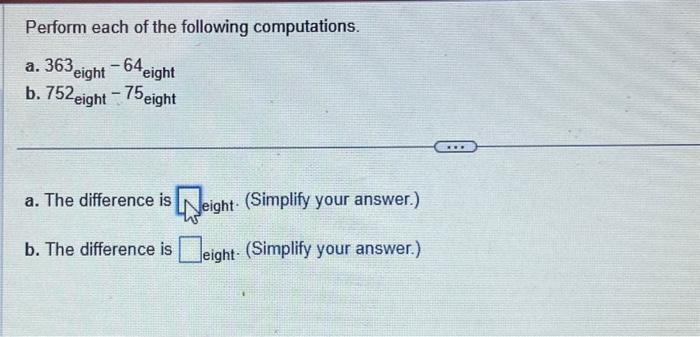 Solved Perform each of the following computations. a. 363 - | Chegg.com
