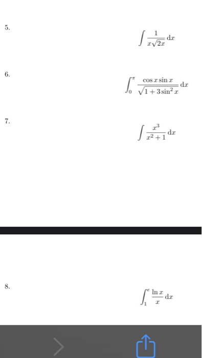 Solved 5. Verdade 6. cos r sins d. 7. 23 dr Inr dar | Chegg.com